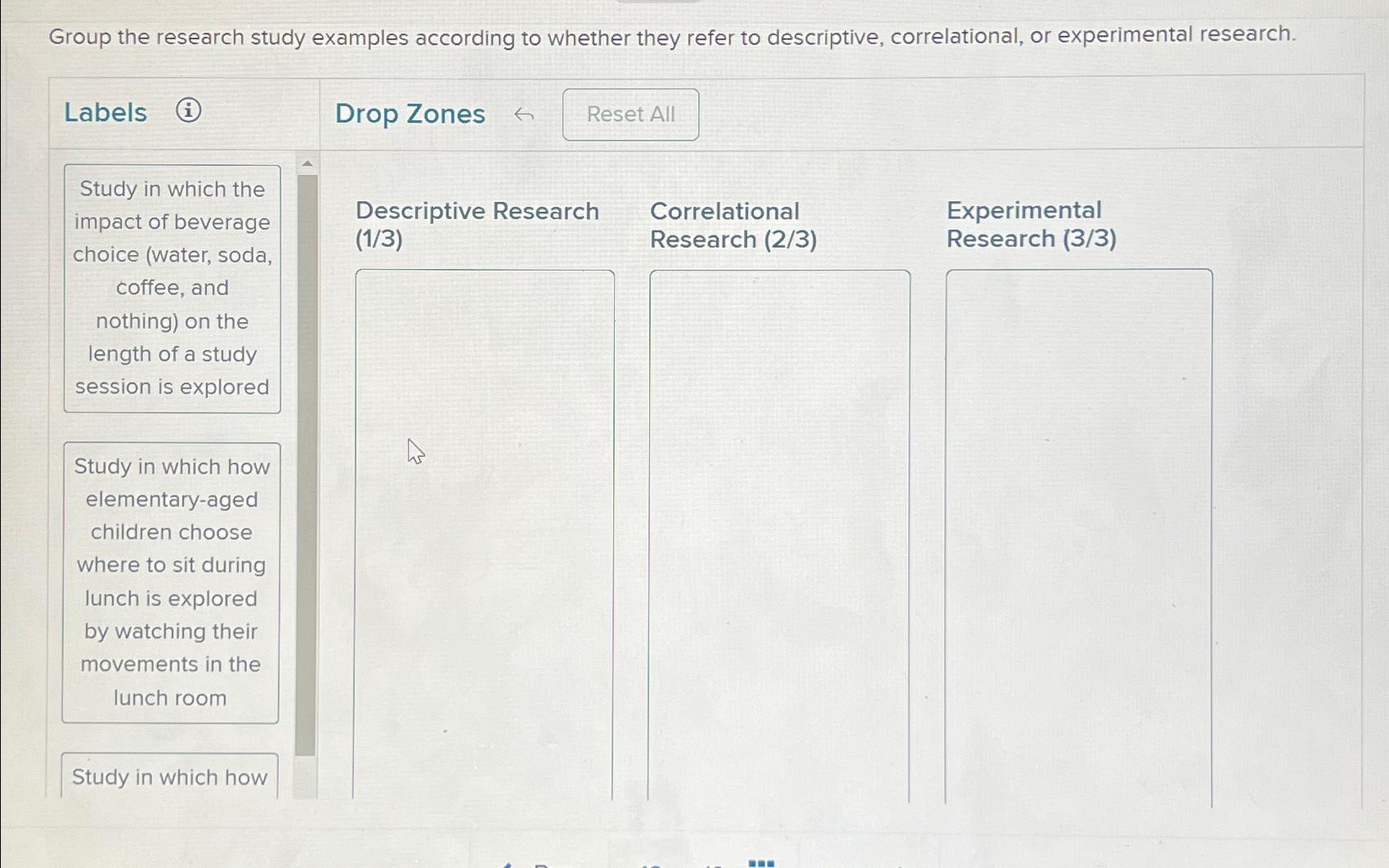 Solved Group the research study examples according to | Chegg.com
