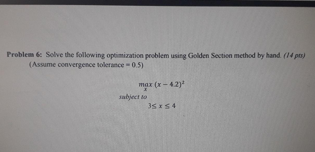 Solved Problem 6: Solve the following optimization problem | Chegg.com