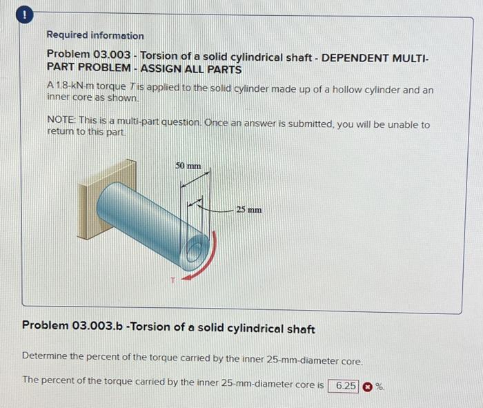 Solved Required information Problem 03.003 - Torsion of a | Chegg.com