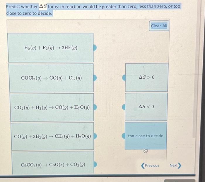 Solved Predict whether AS for each reaction would be greater | Chegg.com