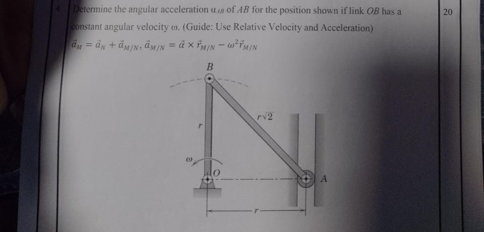 Solved Determine the angular acceleration αAB ﻿of AB ﻿for | Chegg.com