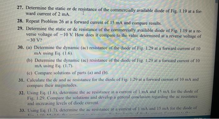 Solved 27. Determine the static or dc resistance of the | Chegg.com
