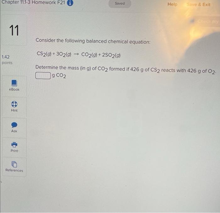 Solved Consider the following balanced chemical equation: | Chegg.com
