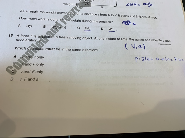 Solved weight WL work= mgh As a result, the weight moves | Chegg.com