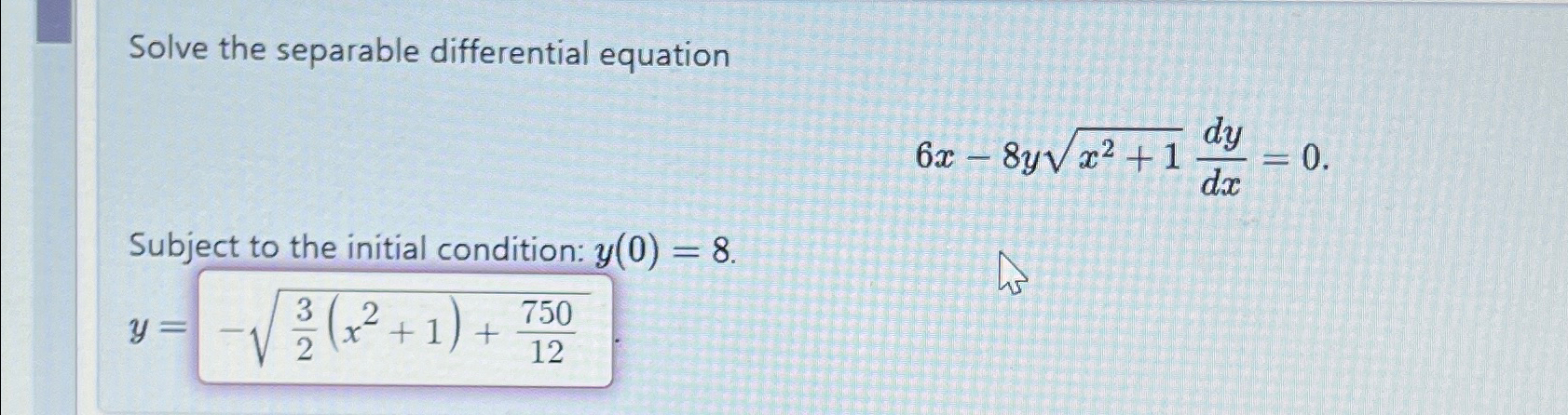 Solved Solve the separable differential | Chegg.com