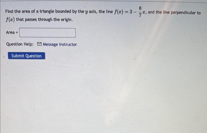 Solved Find the area of a triangle bounded by the y axis, | Chegg.com