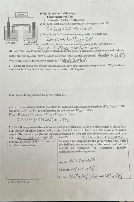 Solved Cu2∗(29)+2e′→Cu(5) b) What is the half-reaction | Chegg.com