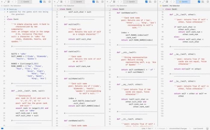 Solved below are the the card class, deck class and hand | Chegg.com