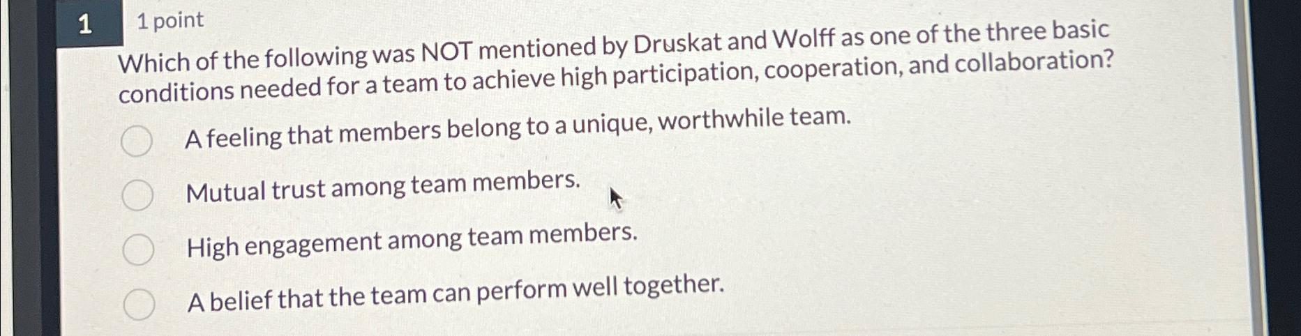Solved 11 ﻿pointWhich of the following was NOT mentioned by | Chegg.com
