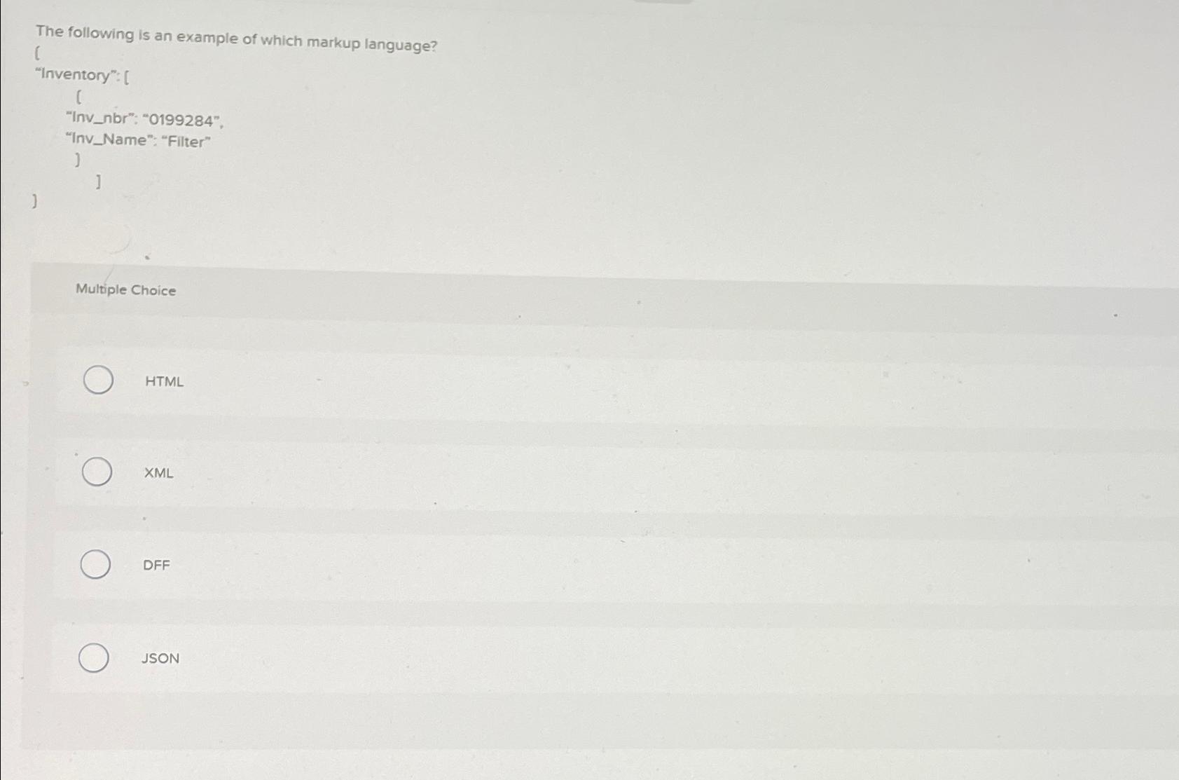 Solved The following is an example of which markup | Chegg.com