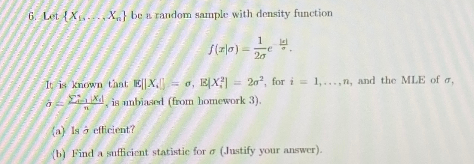 Let {x1,dots,xn} ﻿be a random sample with density | Chegg.com