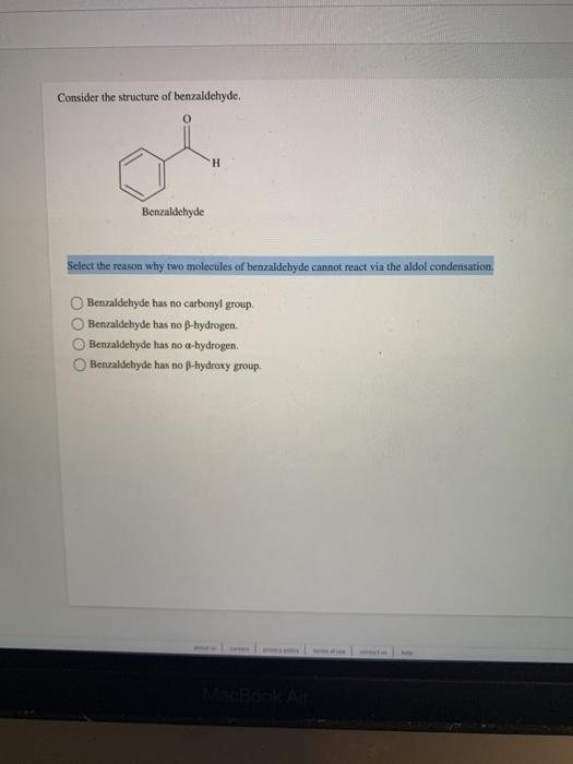 Solved Consider the structure of benzaldehyde. H Н | Chegg.com Solved Consider the structure of benzaldehyde. H Н | Chegg.com