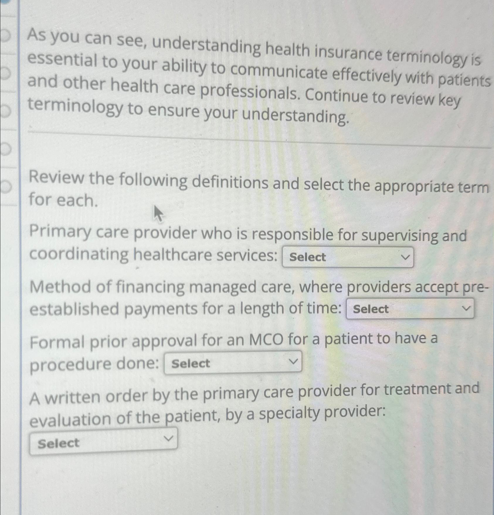 Solved As you can see, understanding health insurance | Chegg.com