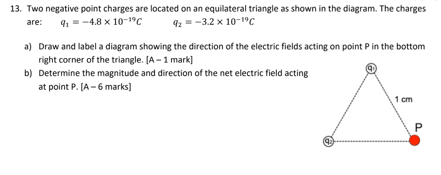 Solved Two negative point charges are located on an | Chegg.com