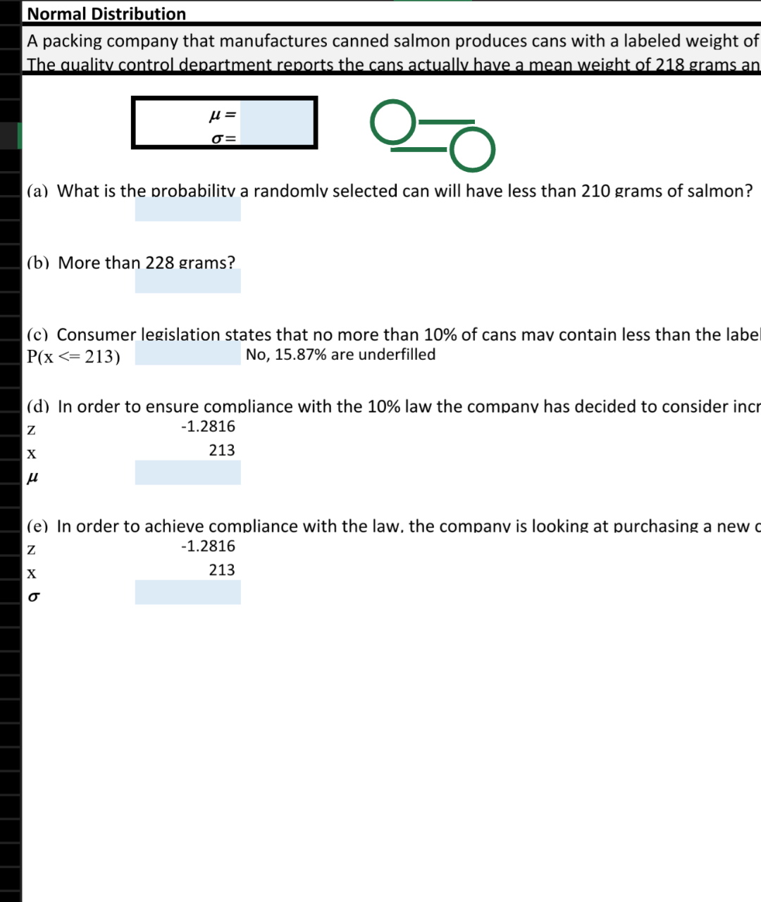 Solved Finding Probability using Excel Example 1 A quiz | Chegg.com