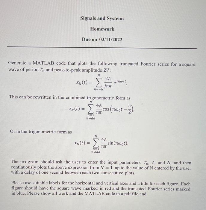 Solved Generate a MATLAB code that plots the following | Chegg.com