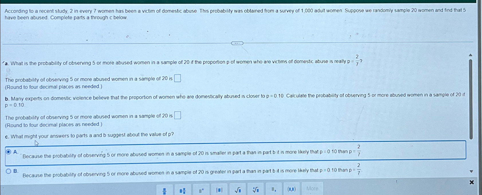 Solved have been abused. Complete parts a through c below.a. | Chegg.com