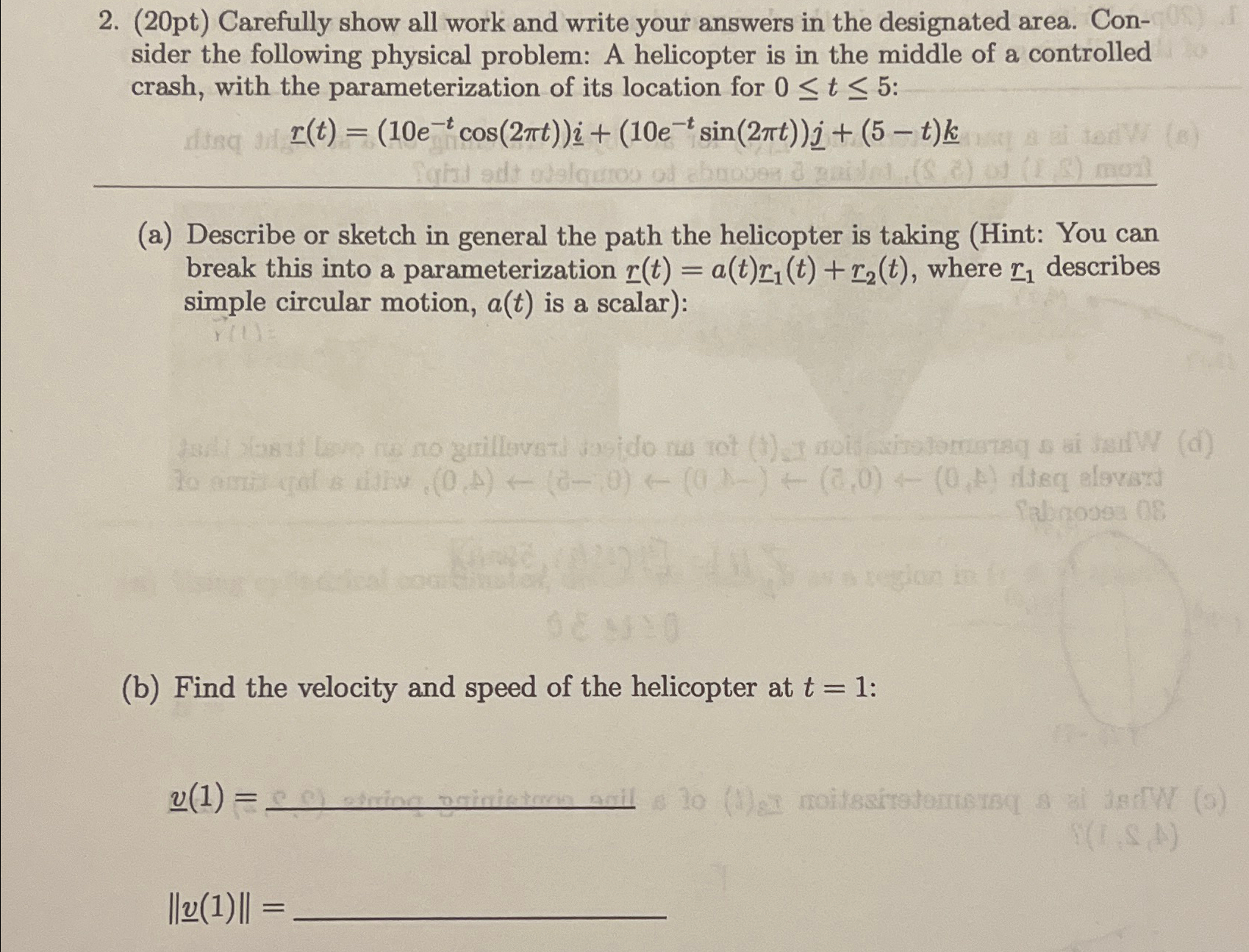 Solved (20pt) ﻿Carefully show all work and write your | Chegg.com