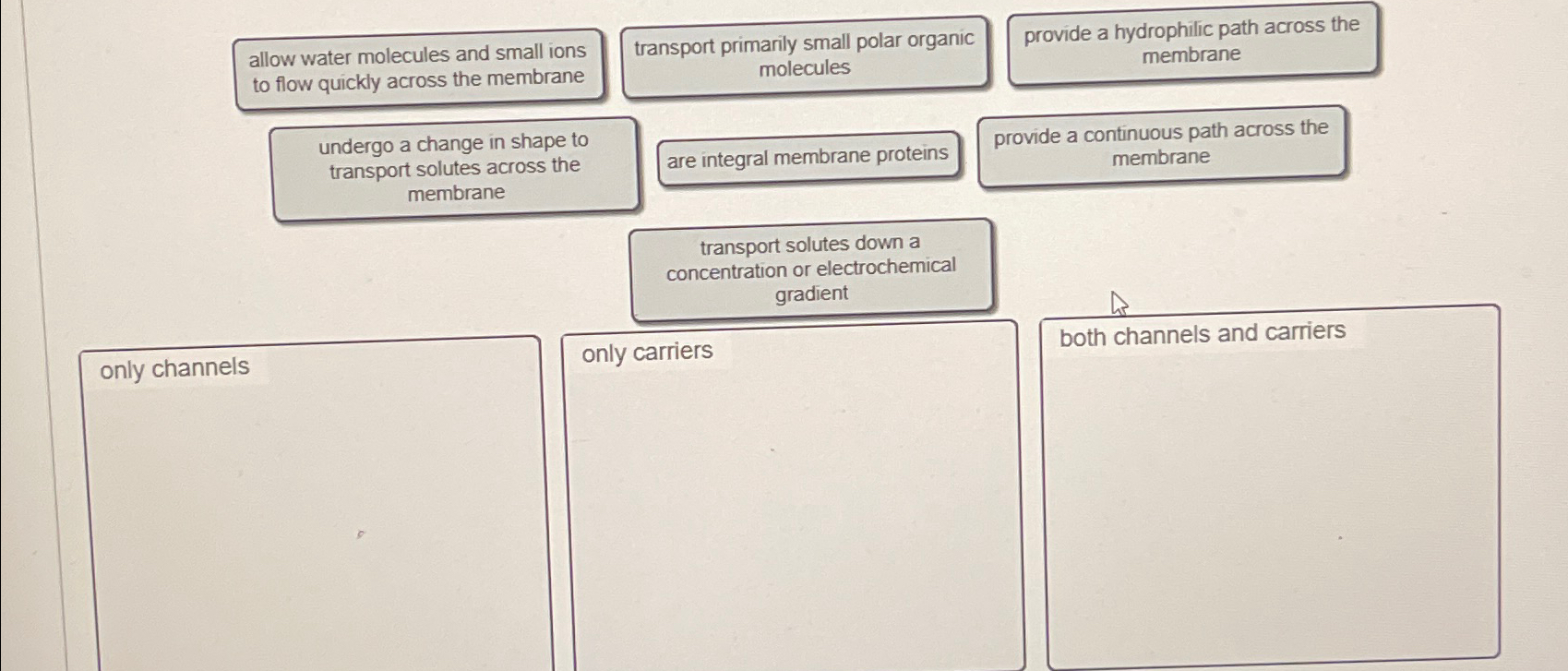 Solved allow water molecules and small ions provide a | Chegg.com