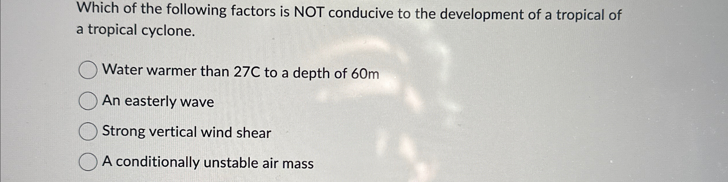 Solved Which of the following factors is NOT conducive to | Chegg.com