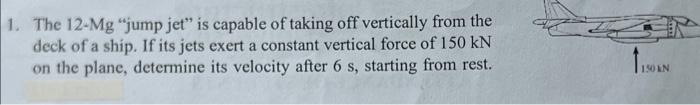 Solved 1. The 12-Mg "jump jet" is capable of taking off | Chegg.com