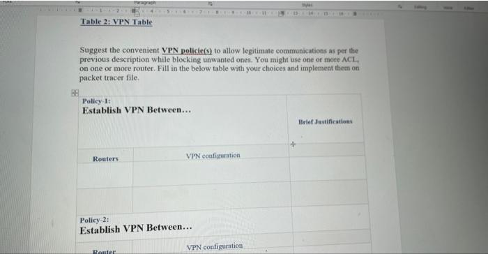 Solved This questions aims at building the ACL \& VPN Policy | Chegg.com