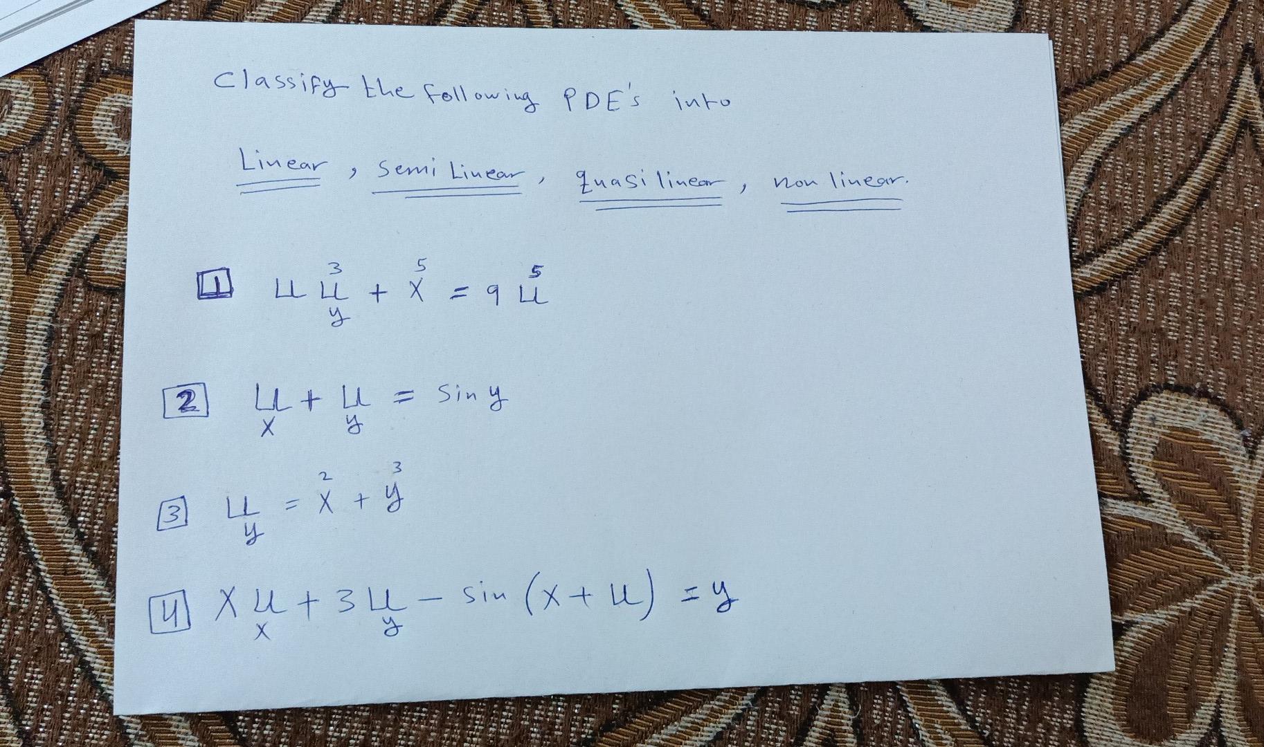 Solved disku 10. Classify the following PDE's into Linear | Chegg.com