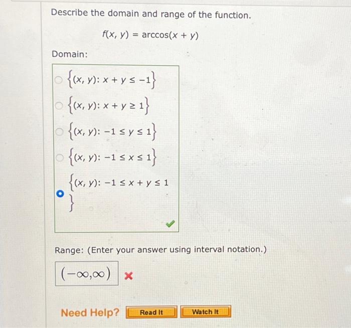 Solved Describe the domain and range of the function. | Chegg.com