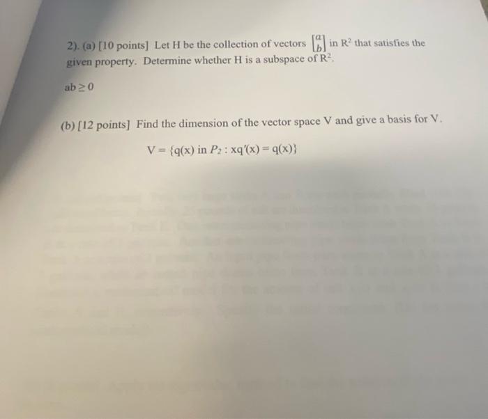 Solved 2). (a) [10 points] Let H be the collection of | Chegg.com