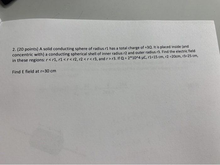 Solved 2. (20 points) A solid conducting sphere of radius r1 | Chegg.com