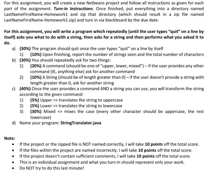 Solved For This Assignment You Will Create A New Netbeans 