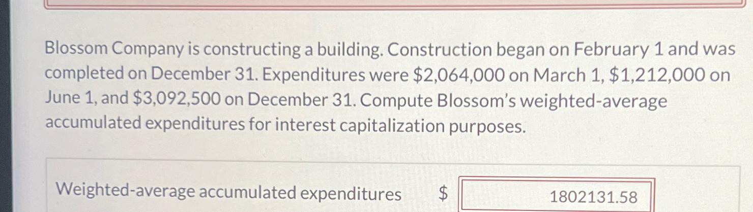 Solved Blossom Company is constructing a building. | Chegg.com