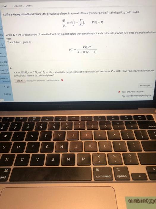 Solved d) Based on your values of K,P0, and r, what tappens | Chegg.com