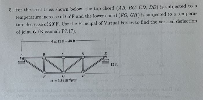Solved 5. For the steel truss shown below, the top chord | Chegg.com