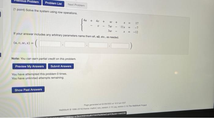 Solved vious Problem Problern List Next Problem (1 point) | Chegg.com