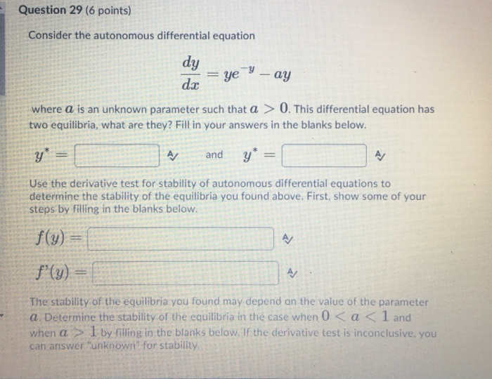 Solved Question 29 (6 points) Consider the autonomous | Chegg.com