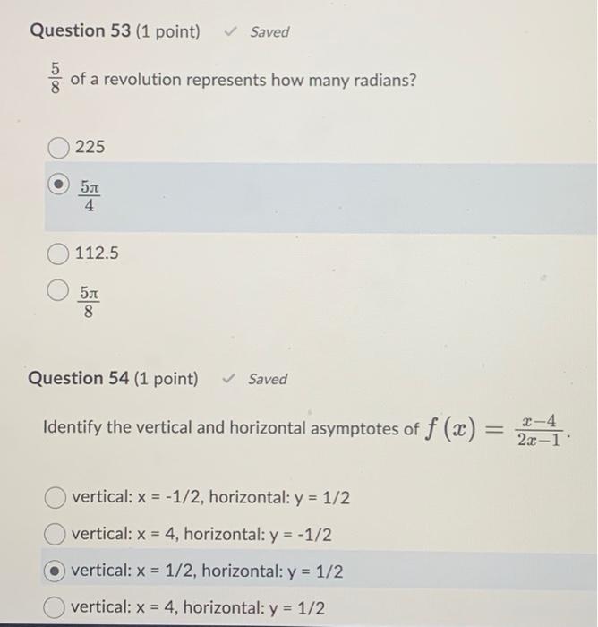 Solved 85 of a revolution represents how many radians? 225 | Chegg.com