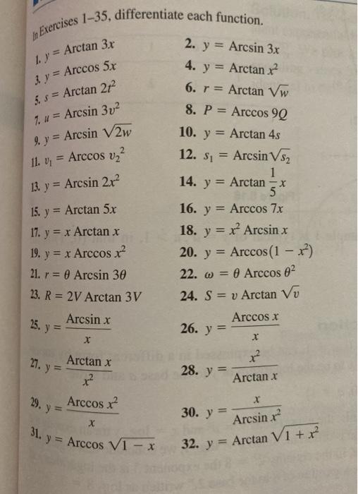 Solved In Exercises 1-35, differentiate each function. 1. y | Chegg.com