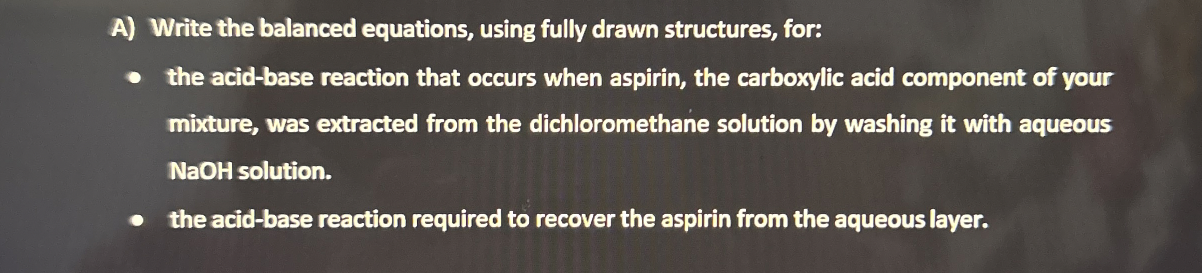 Solved A) ﻿Write the balanced equations, using fully drawn | Chegg.com