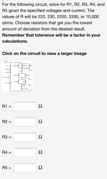 Solved For the following circuit, solve for R1, R2, R3, R4, | Chegg.com