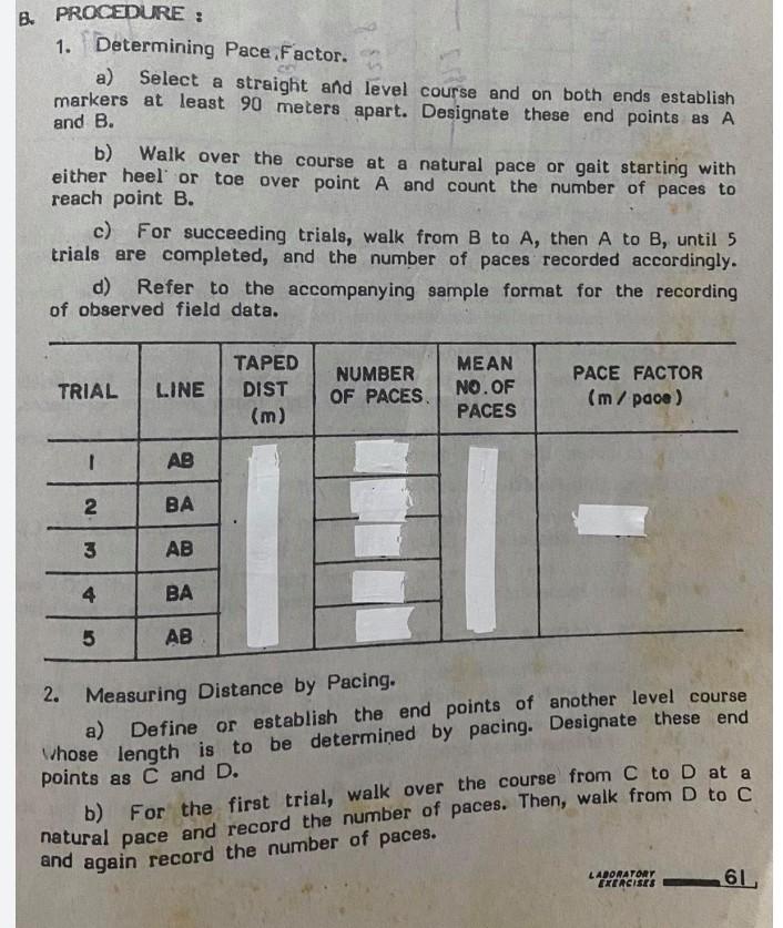 Solved B. PROCEDURE : 1. Determining Pace Factor. a) Select | Chegg.com