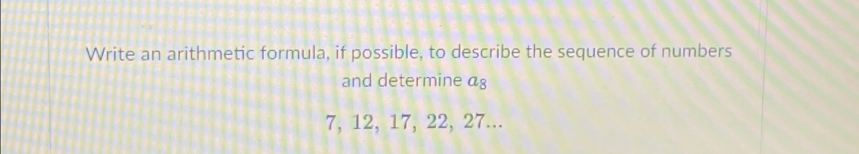 Solved Write an arithmetic formula, if possible, to describe | Chegg.com