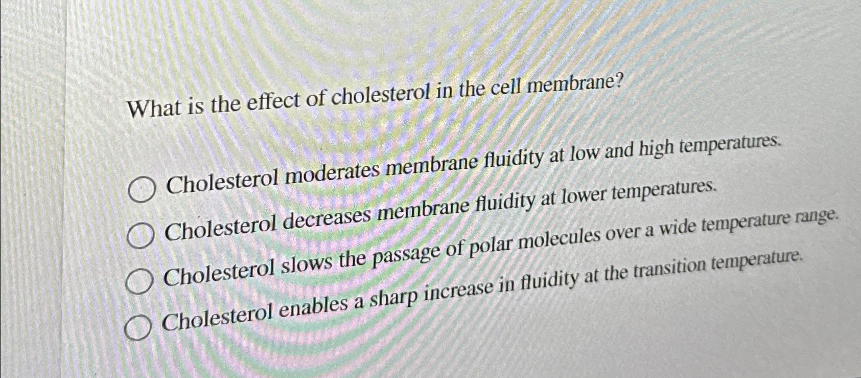 Solved What is the effect of cholesterol in the cell | Chegg.com