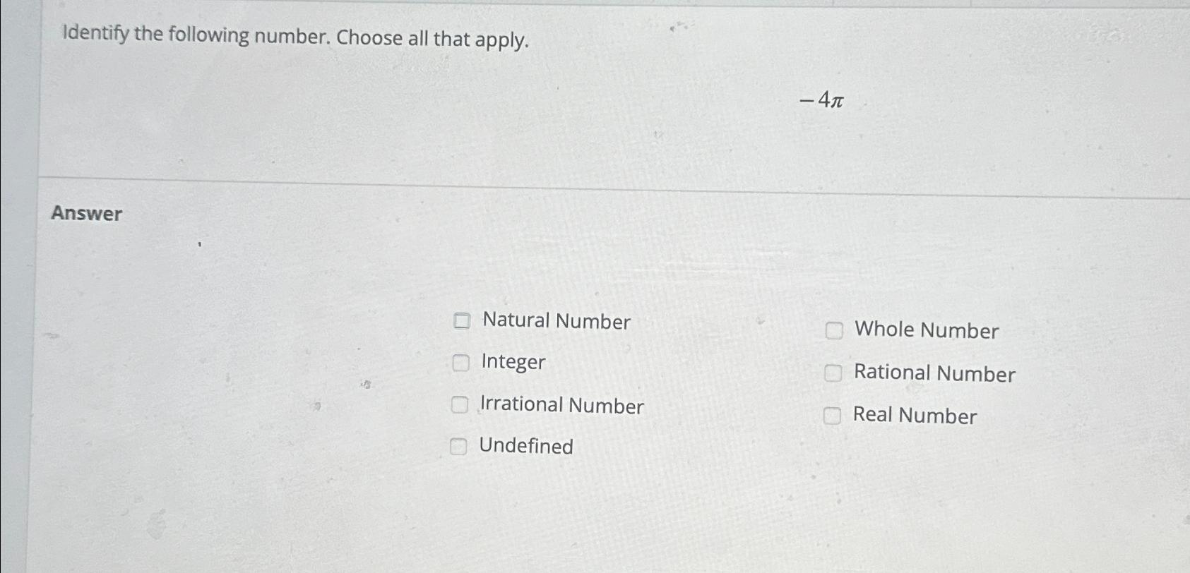 Solved Identify the following number. Choose all that | Chegg.com