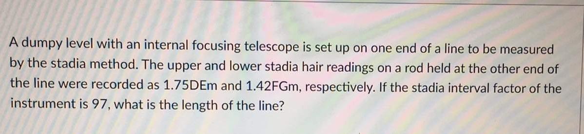 A dumpy level with an internal focusing telescope is | Chegg.com