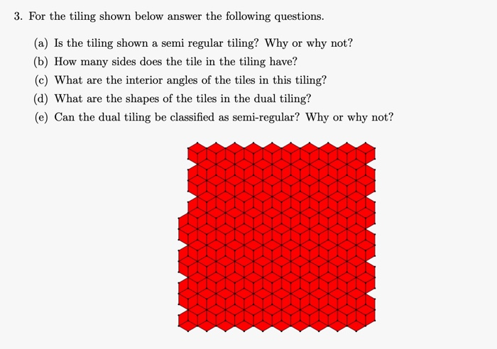 Solved 3. For the tiling shown below answer the following | Chegg.com