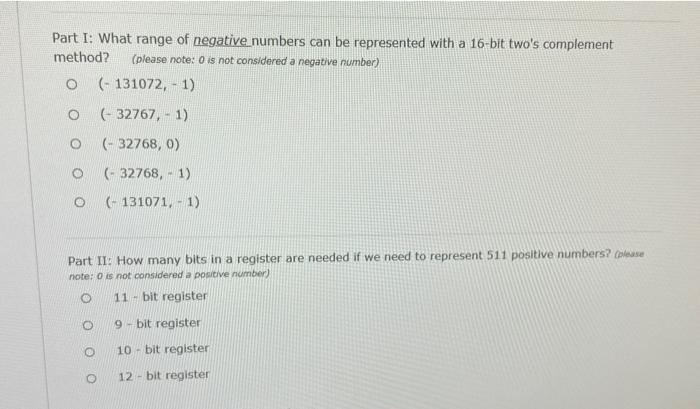 Solved Part I: What range of negative numbers can be | Chegg.com
