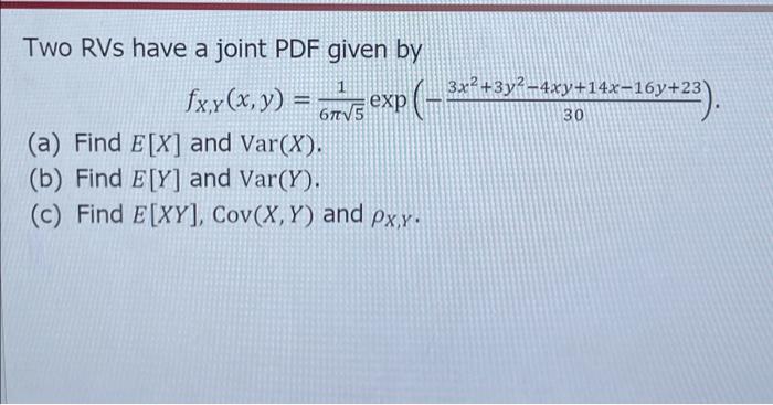 Solved Two RVs have a joint PDF given by | Chegg.com