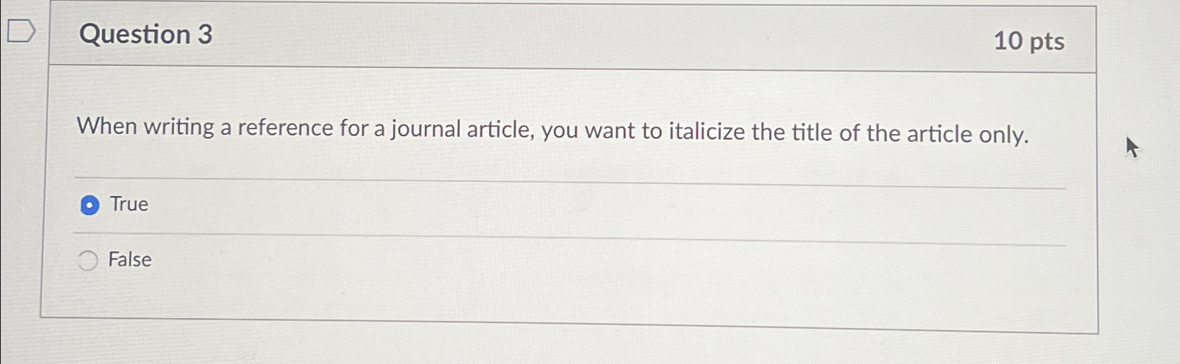 Solved Question 310 ﻿ptsWhen writing a reference for a | Chegg.com