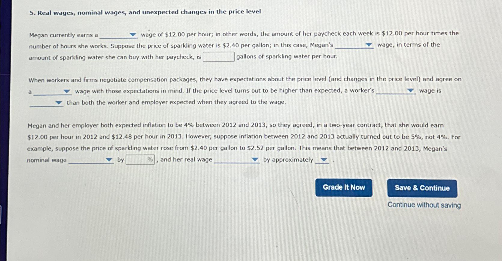 Solved Real wages, nominal wages, and unexpected changes in | Chegg.com